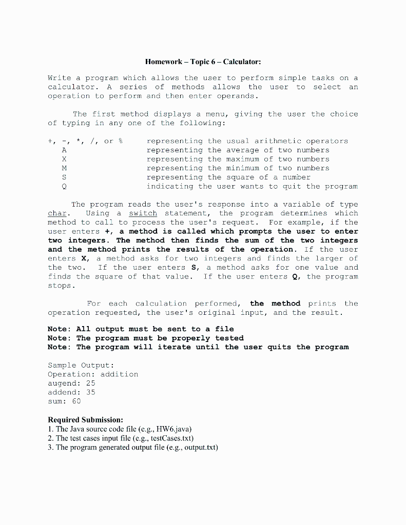 Solved Homework - Topic 6 - Calculator: Write a program | Chegg.com