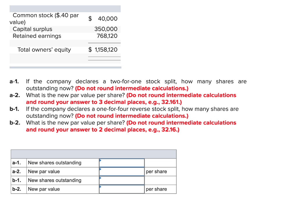 Solved Common stock ($.40 par value) Capital surplus | Chegg.com