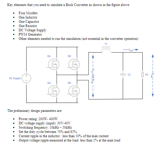 Solved Key elements that you need to simulate a Buck | Chegg.com