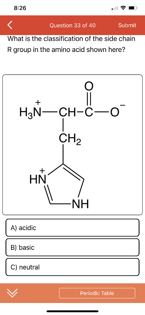 Solved What is the classification of the side chain R group | Chegg.com