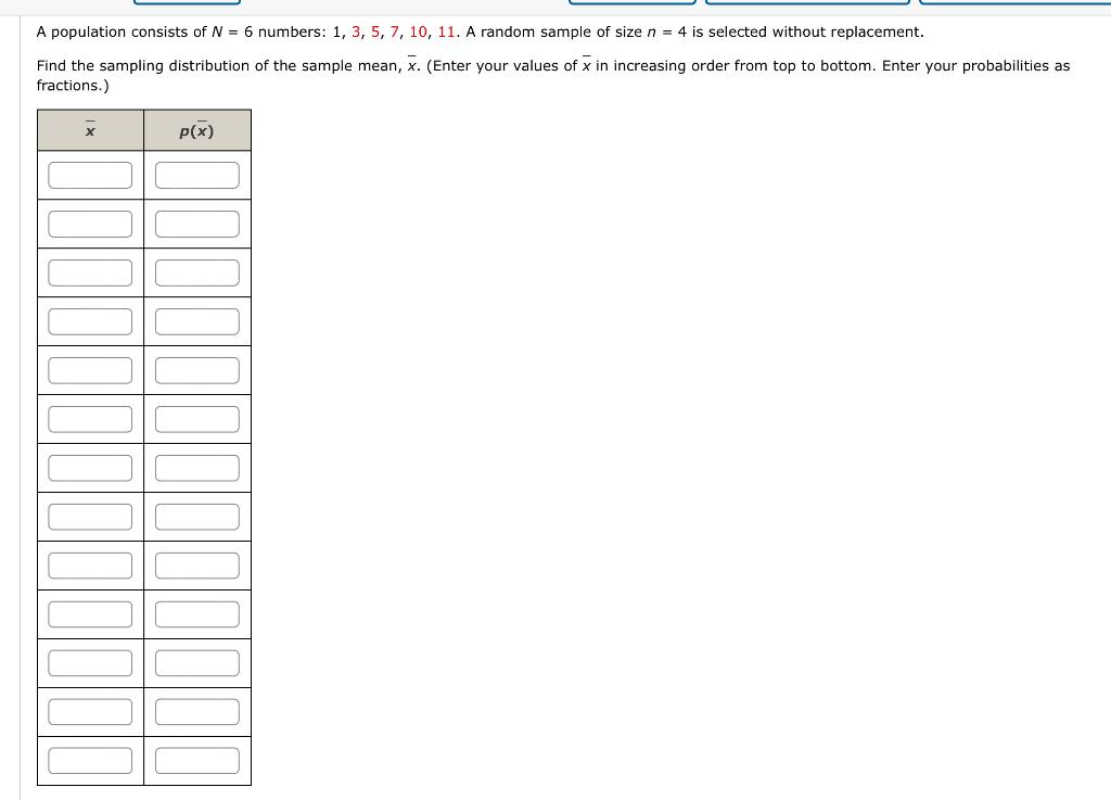 Solved A population consists of N = 6 numbers: 1, 3, 5, 7, | Chegg.com