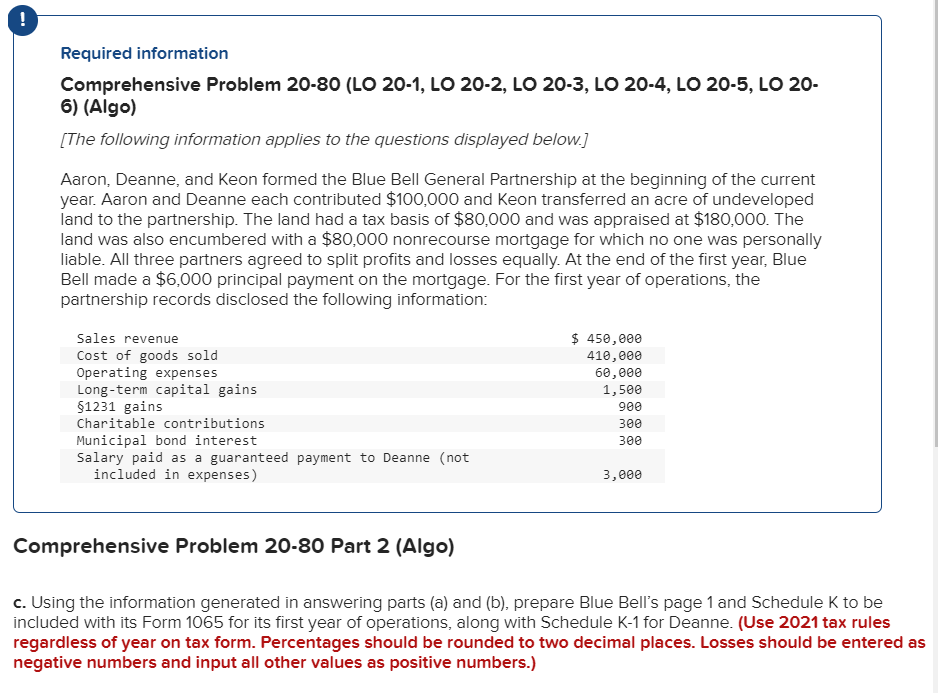 Solved Required information Comprehensive Problem 20-80 (LO | Chegg.com