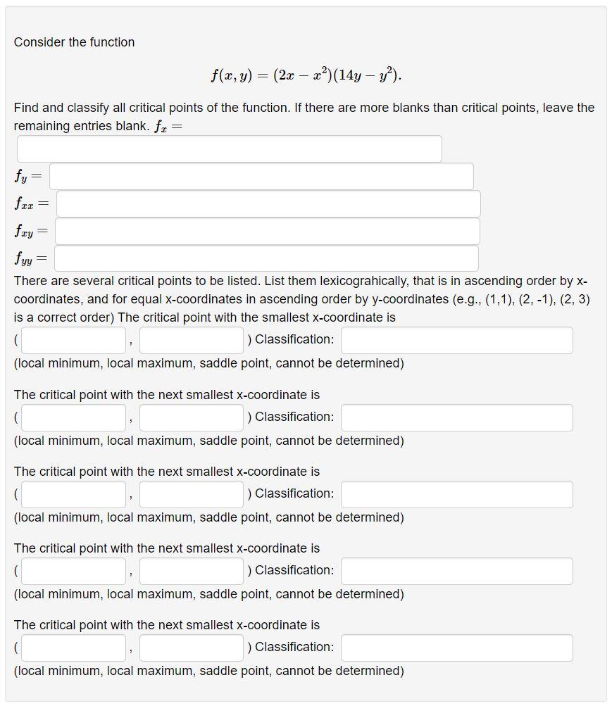 Solved Consider The Function F X Y 2x X 14y