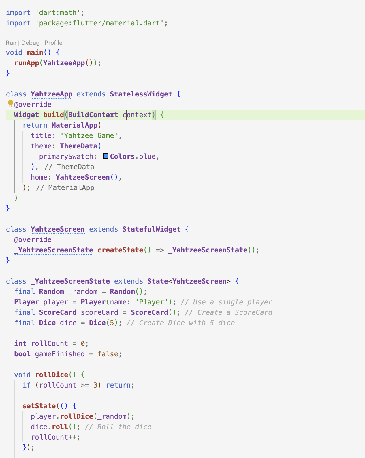 Solved CODE A YAHTZEE GAME IN DART PROGRAMMING LANGUAGE TO | Chegg.com