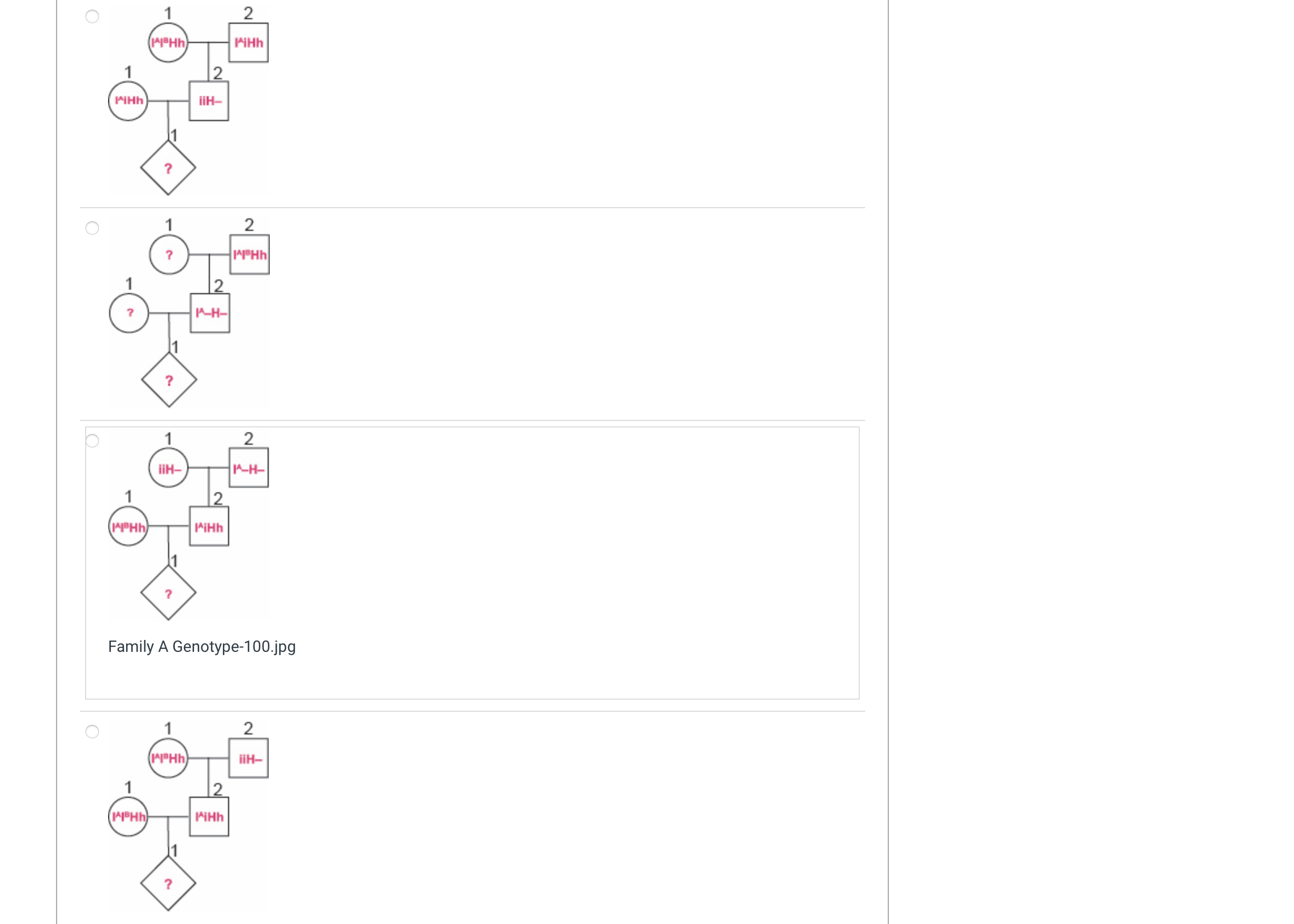 ABO Story B Which of the following pedigrees describe | Chegg.com