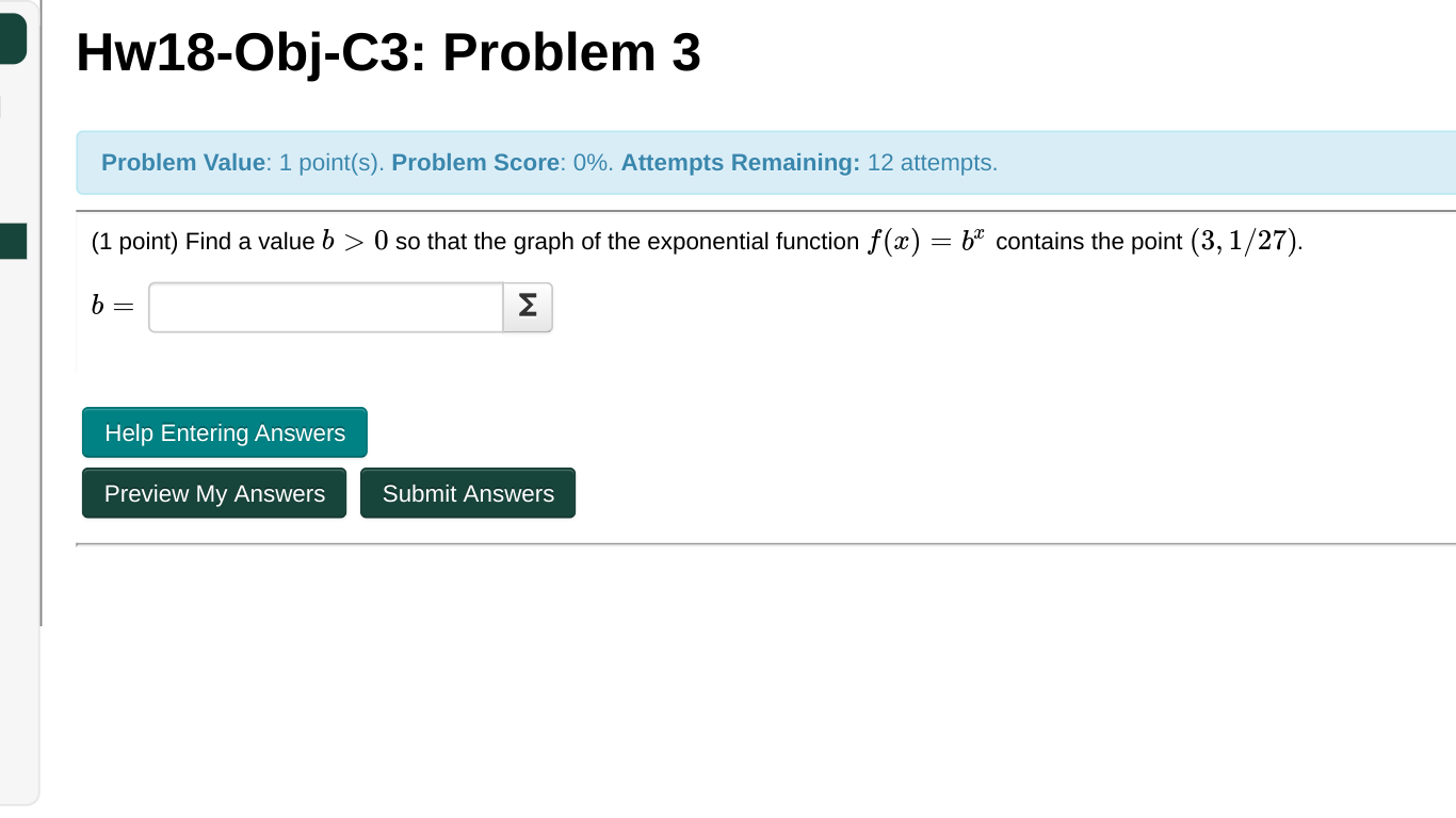 Solved Hw18 Obj C3 Problem 3 Problem Value 1 Points