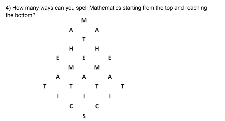Solved 4) How many ways can you spell Mathematics starting | Chegg.com