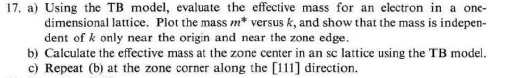 Solved 17. a) Using the TB model, evaluate the effective | Chegg.com