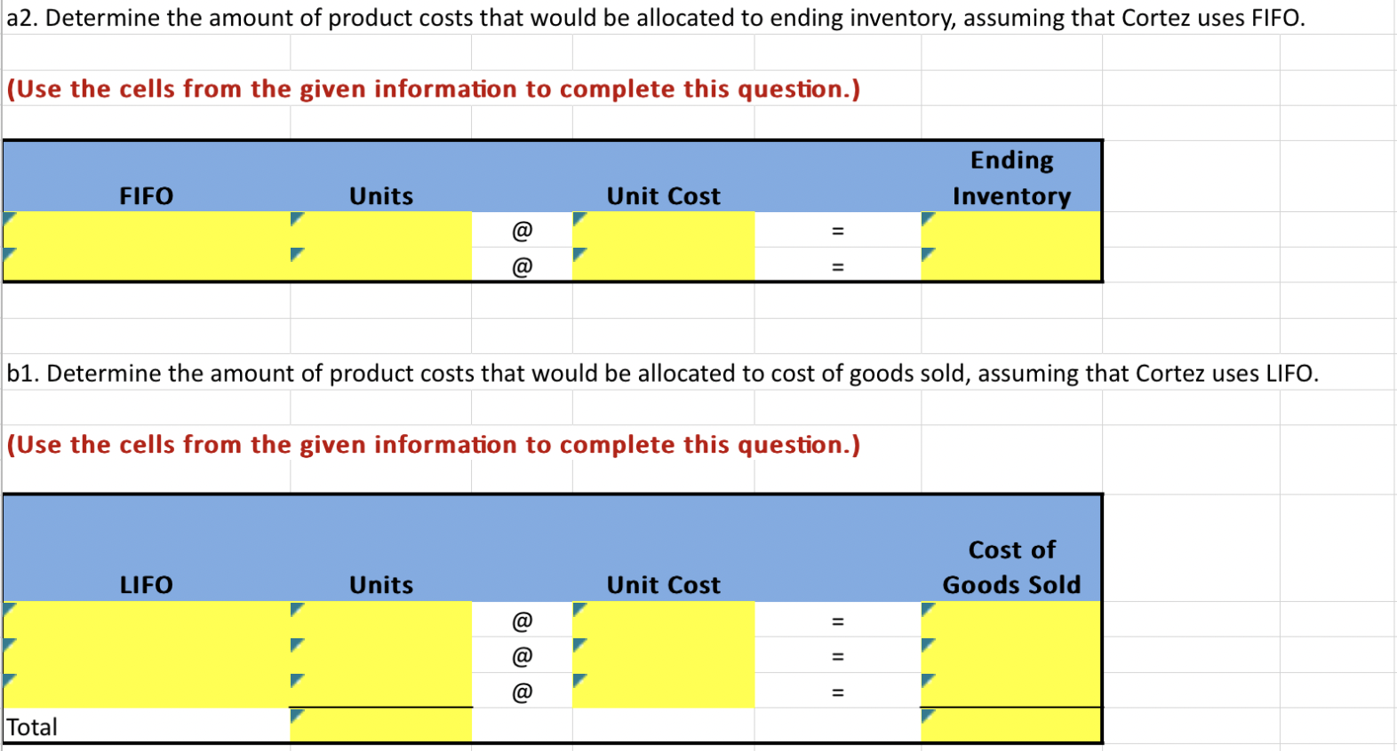 Solved Required a1. Determine the amount of product costs | Chegg.com