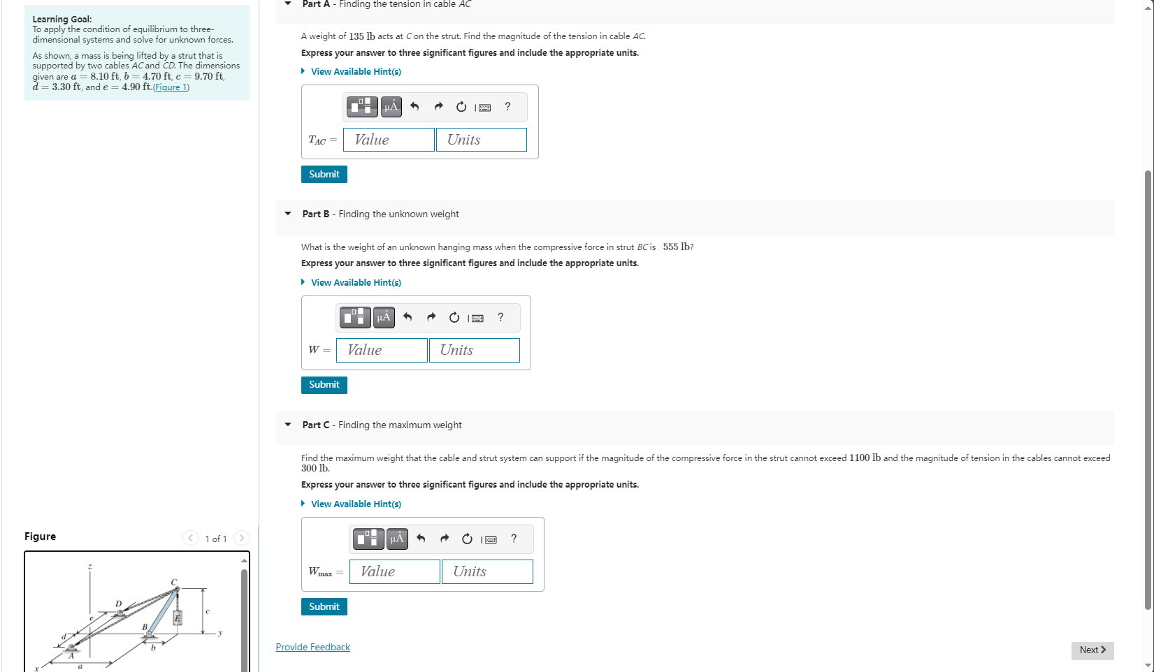 Solved Learning Goal: To apply the condition of equilibrium | Chegg.com