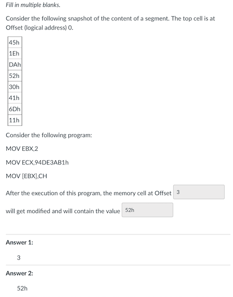 Solved Fill in multiple blanks. Consider the following | Chegg.com