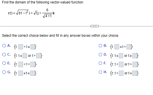 Solved Find the domain of the following vector-valued | Chegg.com