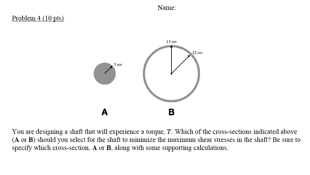 Solved Name: Problem 4(10pts) You are designing a shaft that | Chegg.com