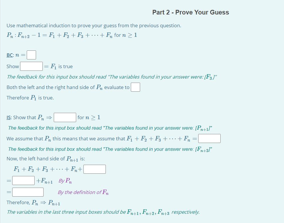 Solved Part 1 - Take a Guess Conjecture a formula for the | Chegg.com
