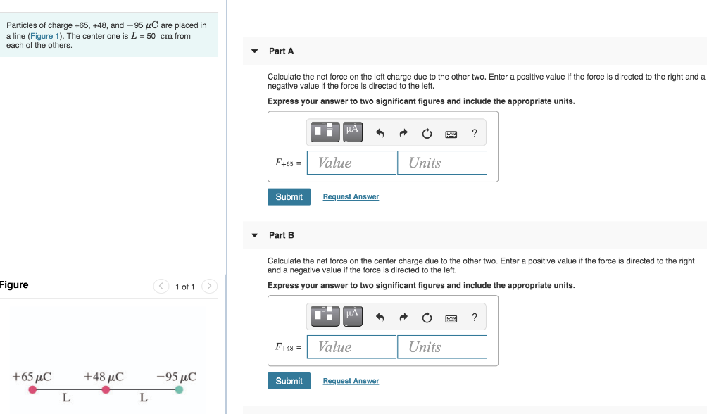 Solved part c Calculate the net force on the right charge | Chegg.com
