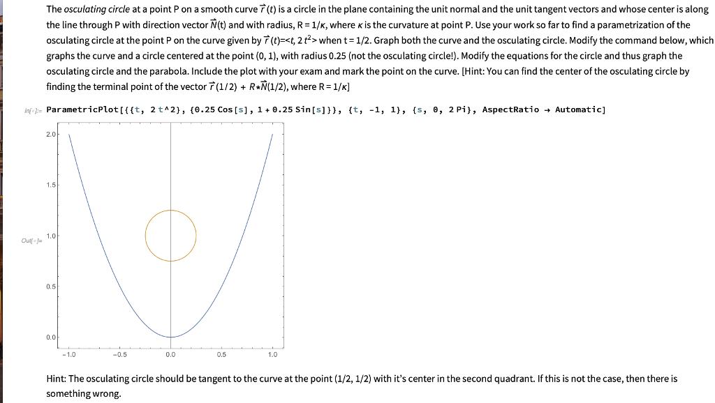 The osculating circle at a point P on a smooth curve | Chegg.com