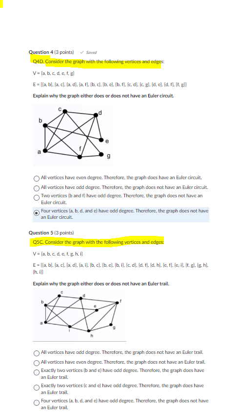 Solved Question 4 (3 points) soved Q4D. Consider the graph | Chegg.com