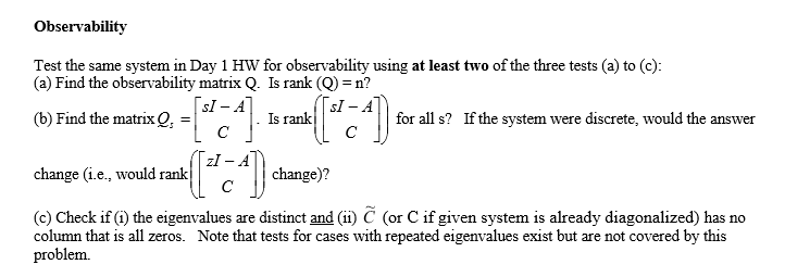 I need to test the system for All three tests a,b,c. | Chegg.com