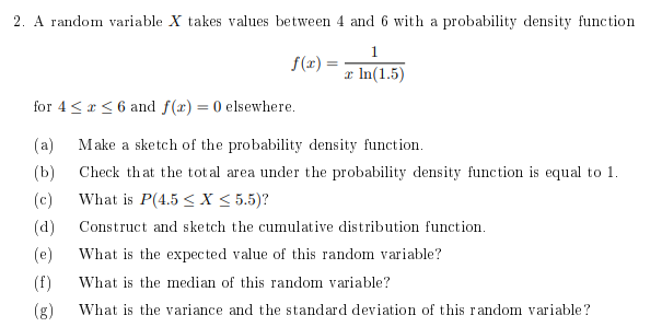 Solved A random variable X takes values between 4 and 6 with | Chegg.com