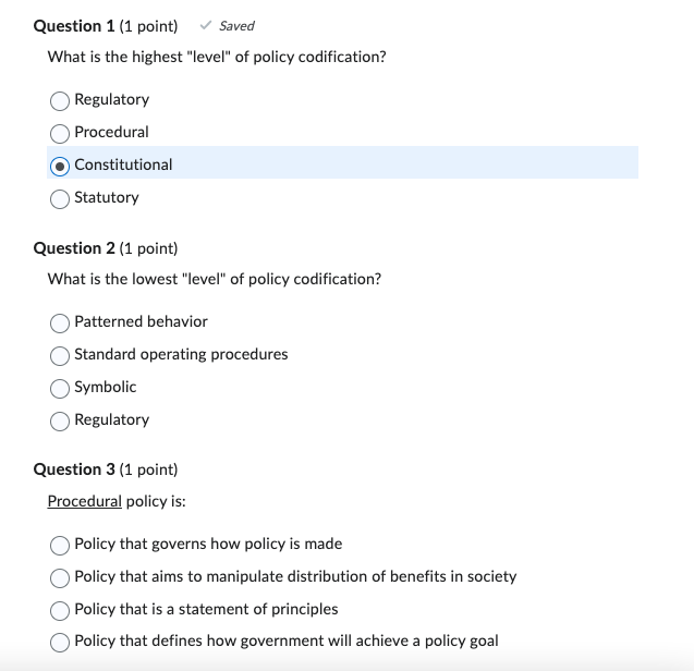 What is the highest "level" of policy codification? | Chegg.com