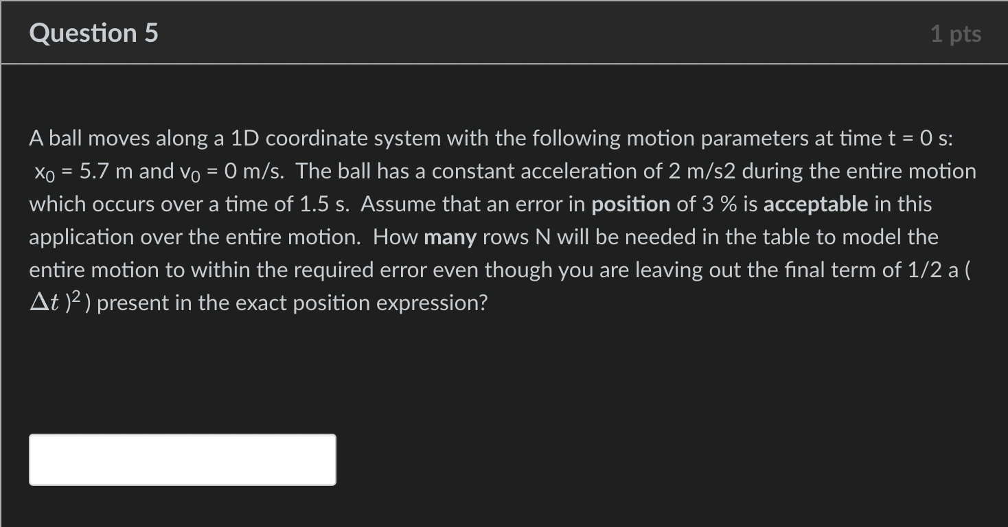 Solved The table below contains data for 1-D motion | Chegg.com