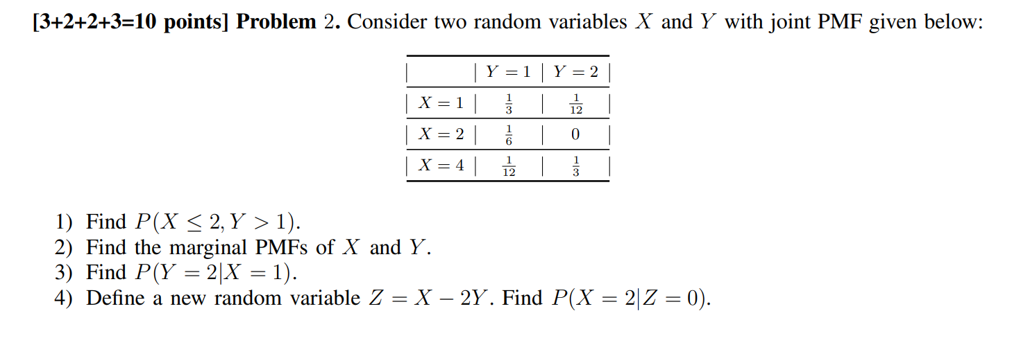 Solved [3+2+2+3=10 points] Problem 2. Consider two random | Chegg.com