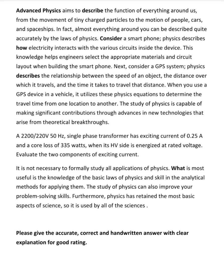 Solved Advanced Physics aims to describe the function of | Chegg.com