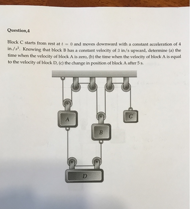Solved Block C starts from rest at t = 0 and moves downward | Chegg.com