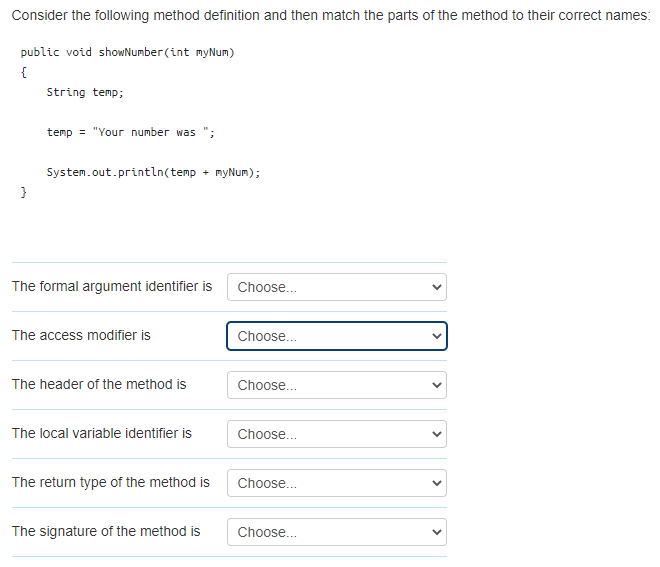 Solved Consider the following method definition and then | Chegg.com