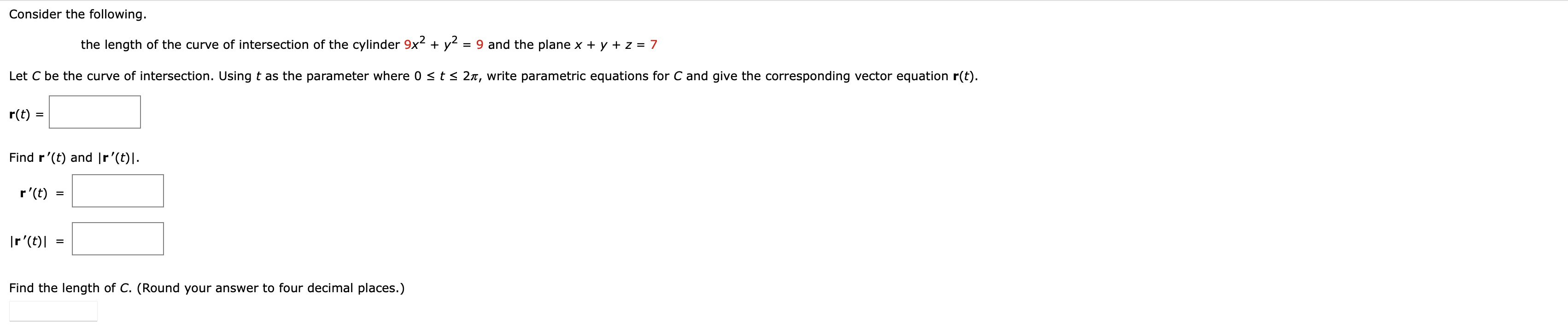 Solved Consider the following. the length of the curve of | Chegg.com