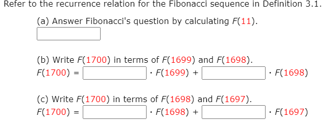 Solved Refer to the recurrence relation for the Fibonacci | Chegg.com