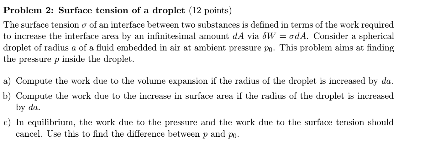 Solved The surface tension σ of an interface between two | Chegg.com