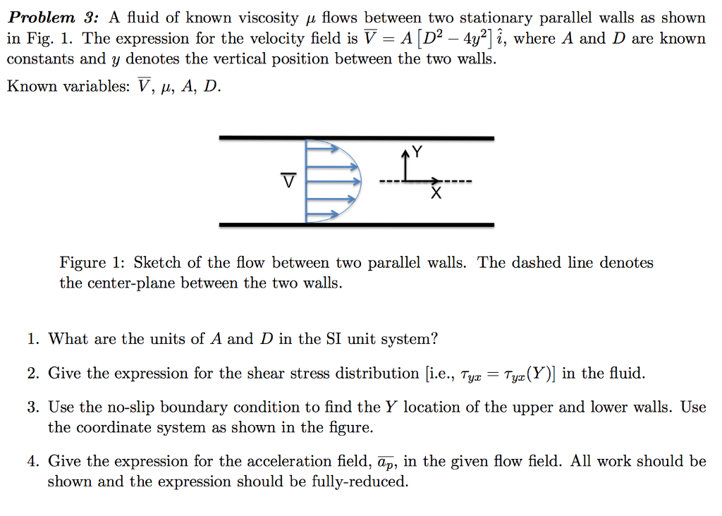 Solved Problem 3: A fluid of known viscosity u flows between | Chegg.com