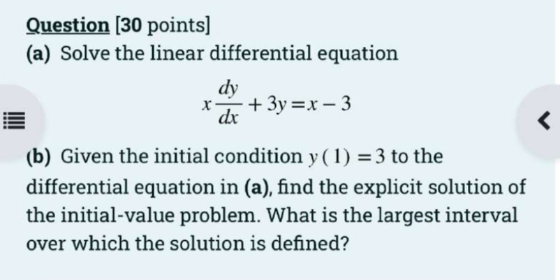 Solved Question [30 ﻿points](a) ﻿Solve the linear | Chegg.com