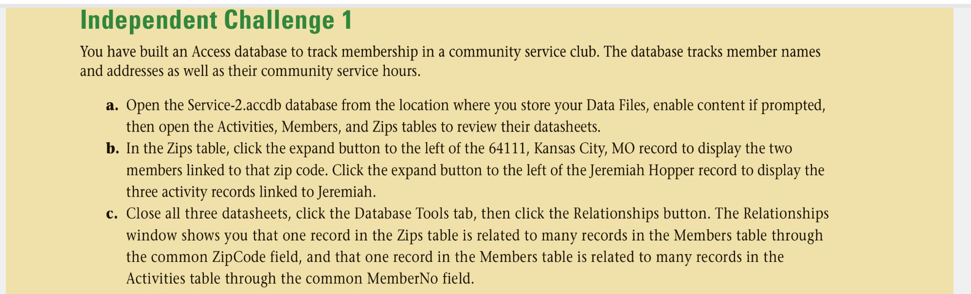 Solved Independent Challenge 1 You have built an Access | Chegg.com