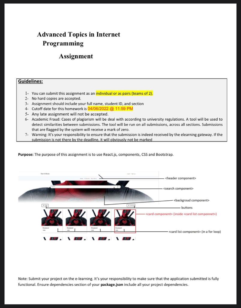 Solved Advanced Topics in Internet Programming Assignment | Chegg.com