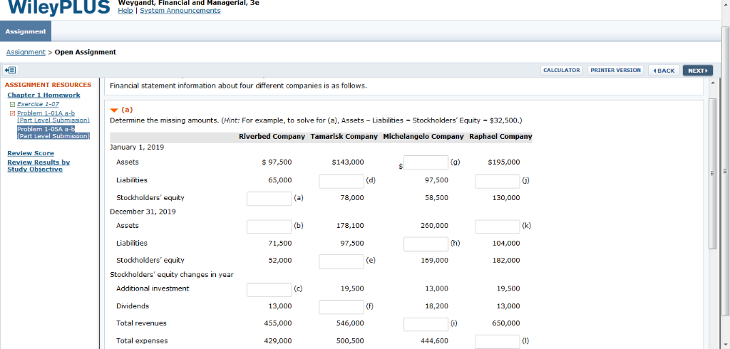 Solved Determine the missing amounts. (Hint: For example, to | Chegg.com