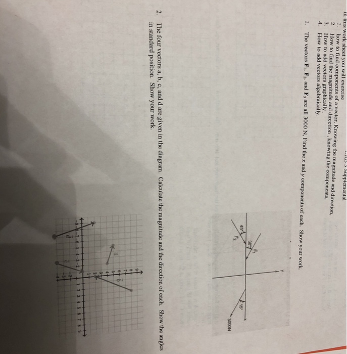 Solved 1. how to find components of a vector, Knowing the | Chegg.com