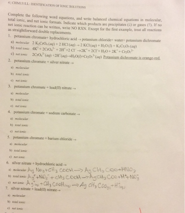 Solved Complete the following word equations, and write | Chegg.com