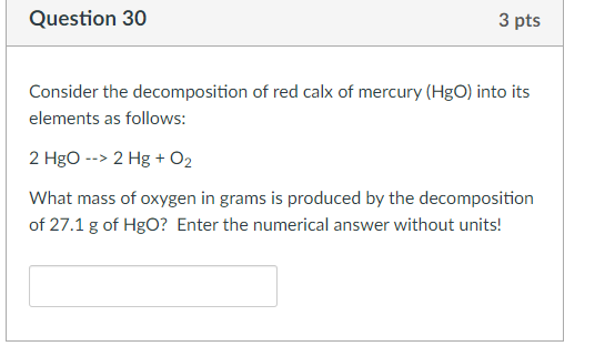 Solved Consider the decomposition of red calx of mercury | Chegg.com