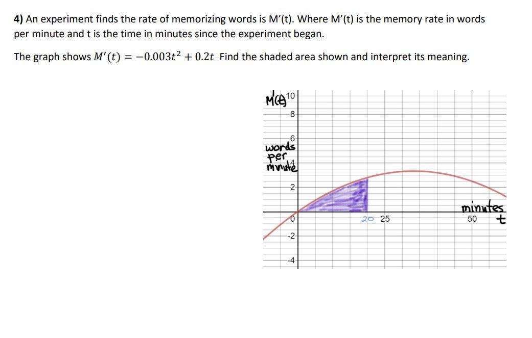 Solved 4) An experiment finds the rate of memorizing words | Chegg.com