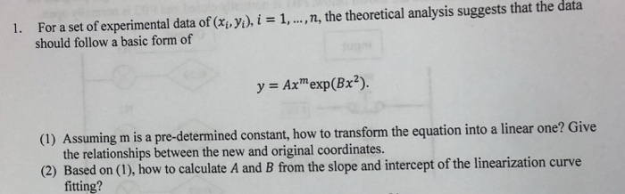 Solved For A Set Of Experimental Data Of Xi Yi į 1 1588