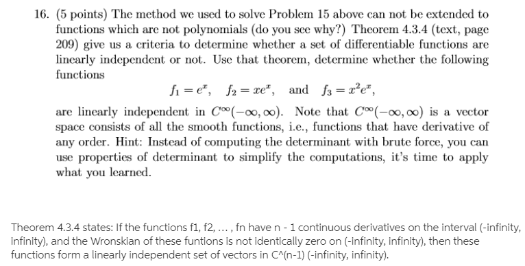 Solved 16. (5 points) The method we used to solve Problem 15 | Chegg.com