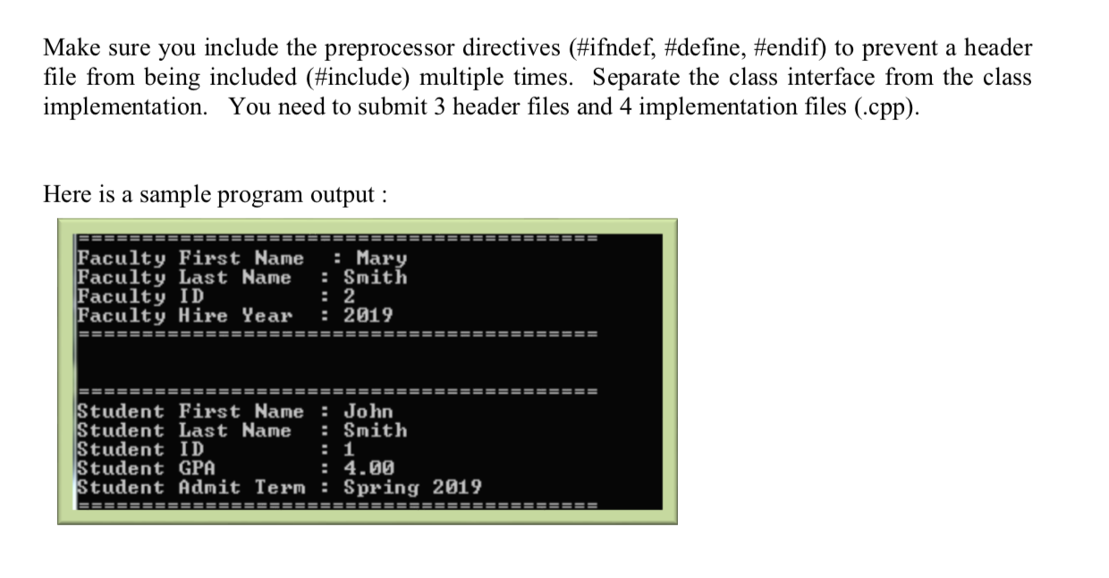 Solved Create a class hierarchy to be used in a university | Chegg.com