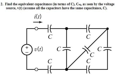 Solved 2. Find the equivalent capacitance (in terms of C), | Chegg.com