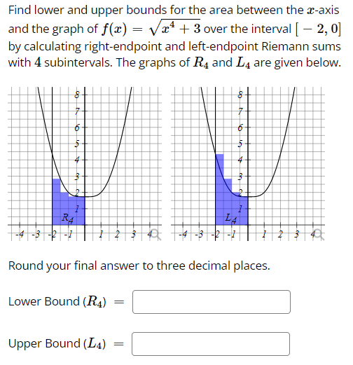 Solved Find lower and upper bounds for the area between the | Chegg.com