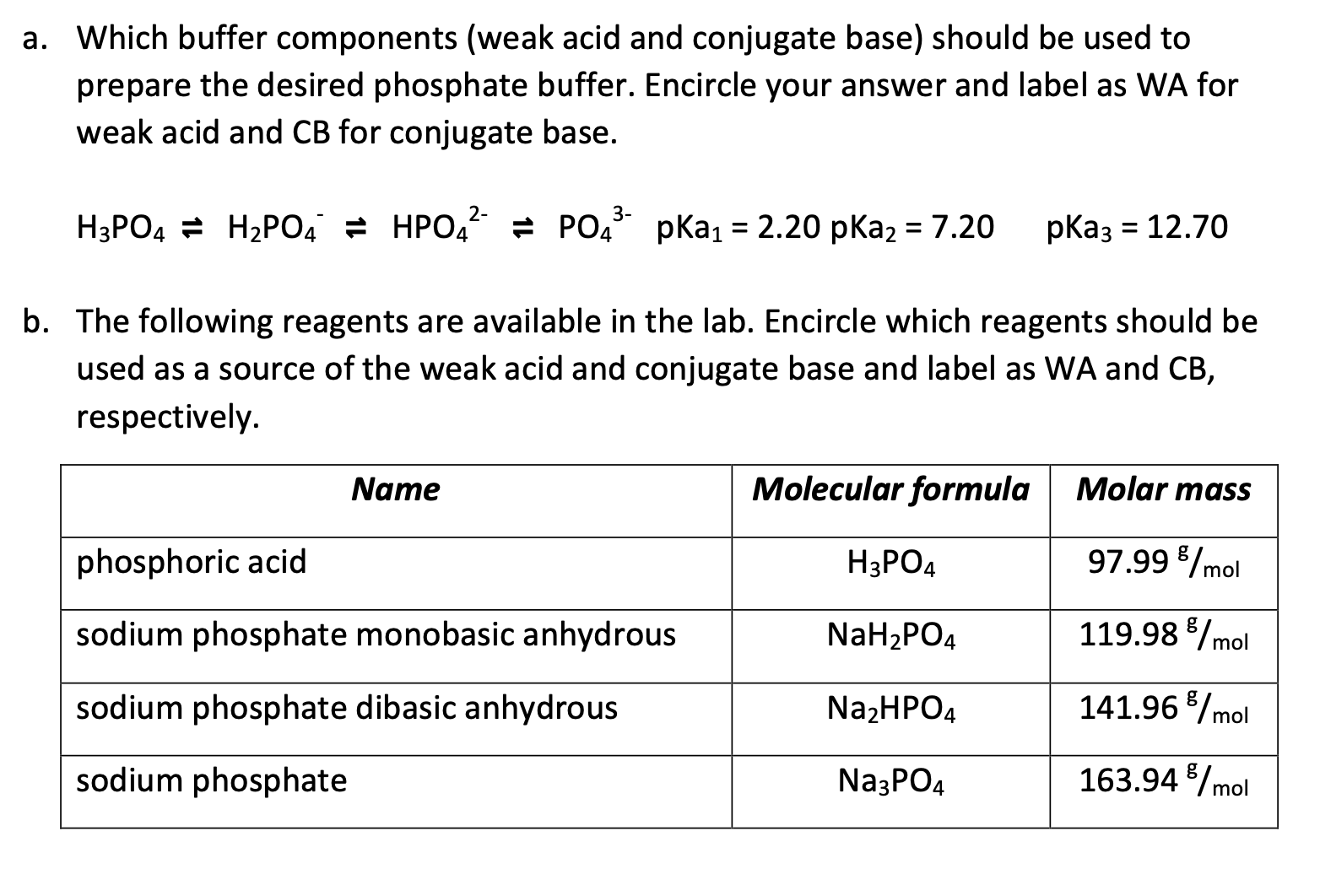 we have to prepare a 50.0 ml 0.200 M phosphate buffer | Chegg.com
