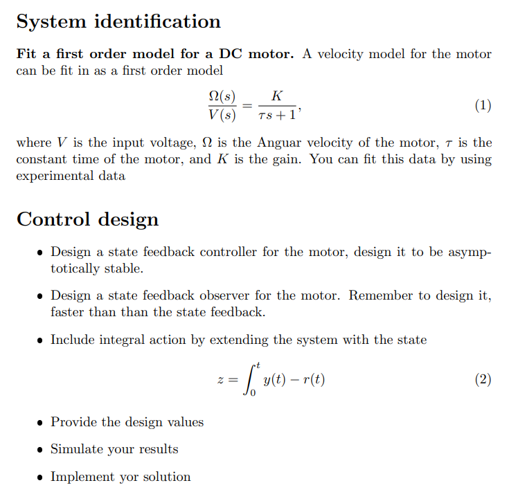 System identification Fit a first order model for a | Chegg.com