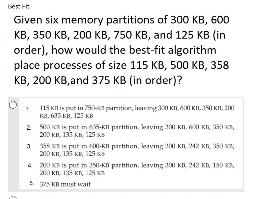 Solved Given six memory partitions of 300 KB,600 KB, 350 KB, | Chegg.com