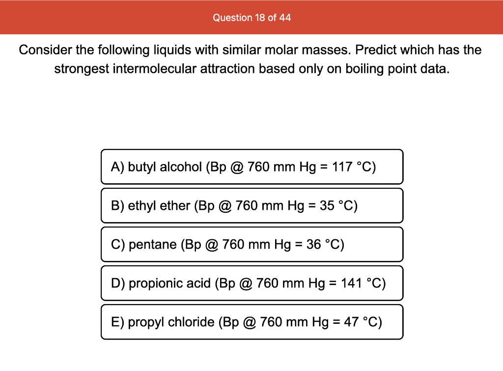 Solved Consider the following liquids with similar molar | Chegg.com
